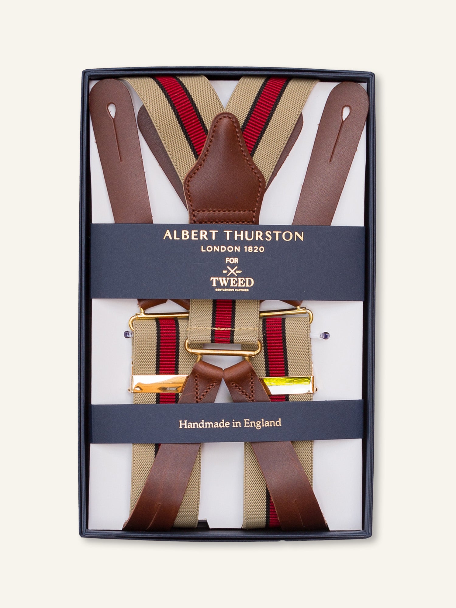 Albert Thurston Army Braces Khaki/Red/Black