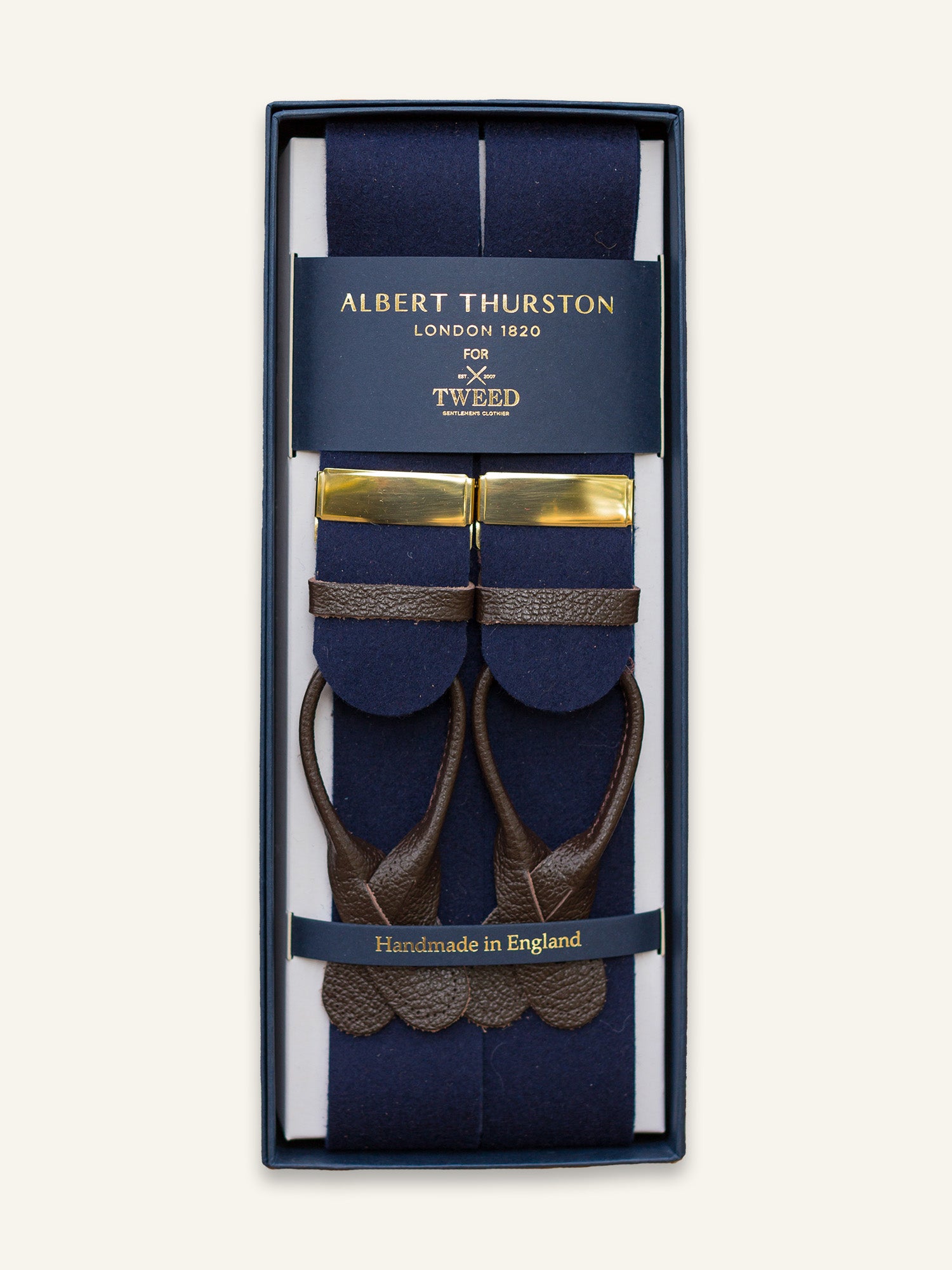 Albert Thurston Boxcloth Braces Navy