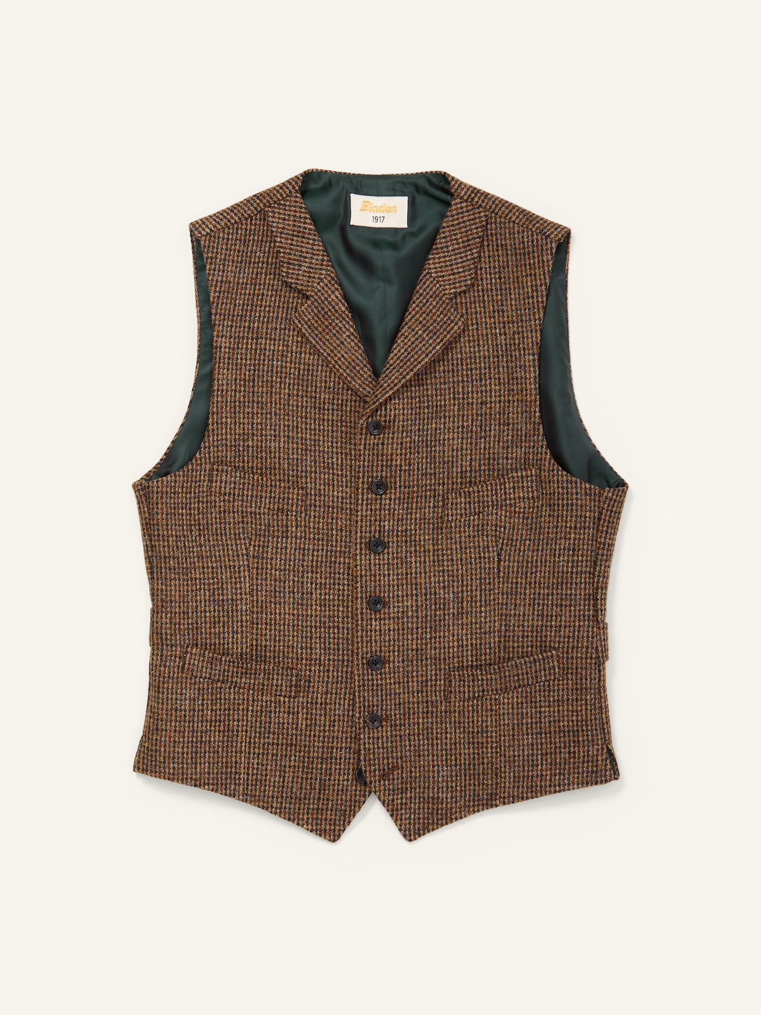 Bladen Buckenham Harris Tweed Waistcoat Brown Dogtooth