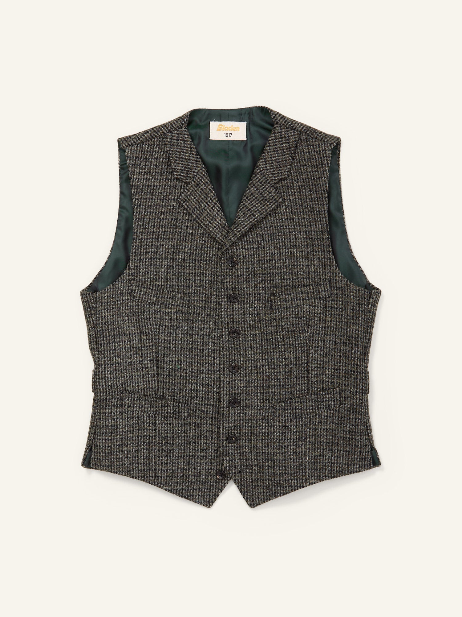 Bladen Buckenham Harris Tweed Waistcoat Grey Dogtooth