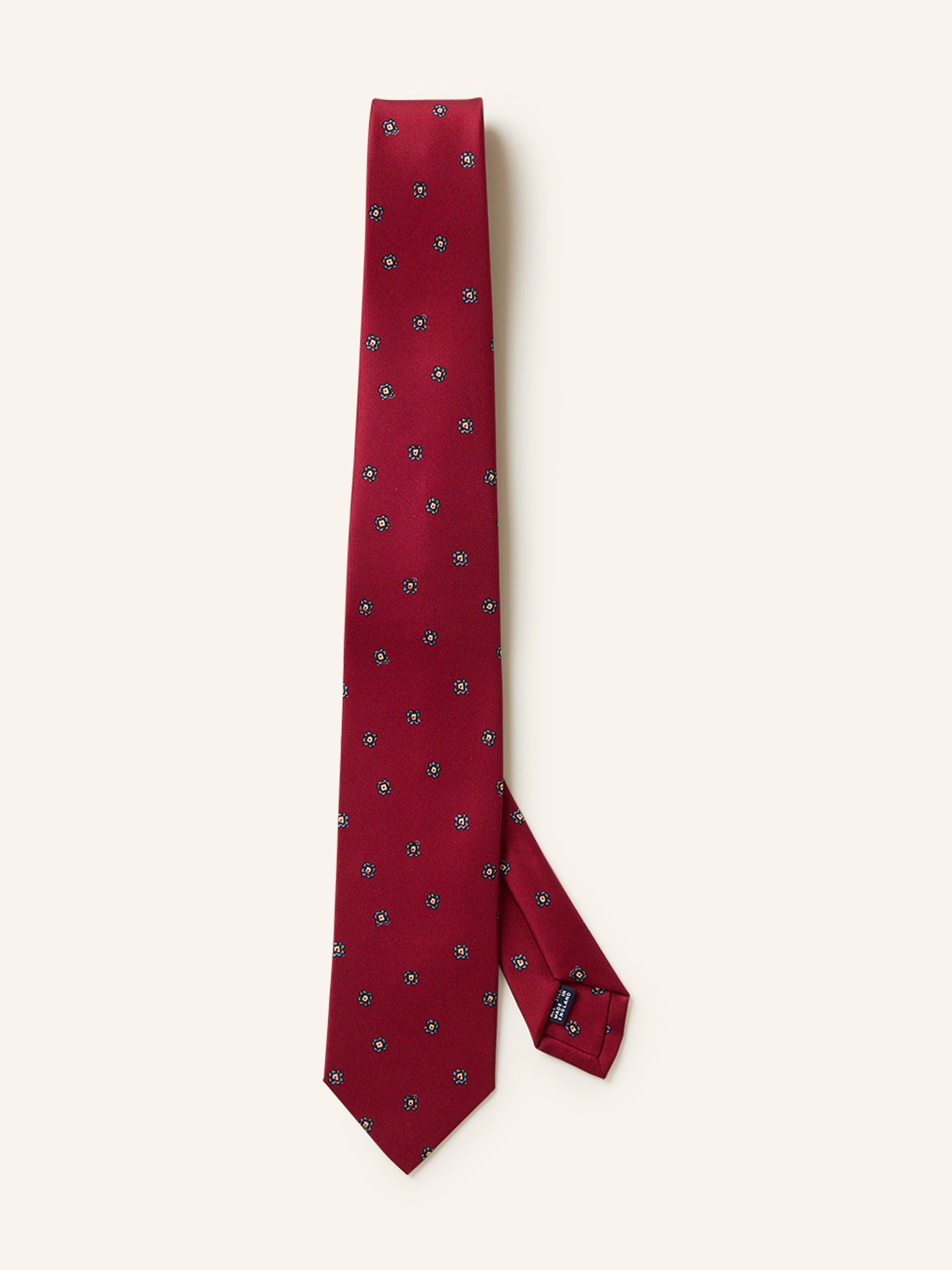 Drake's Floral Print Silk Tie Red