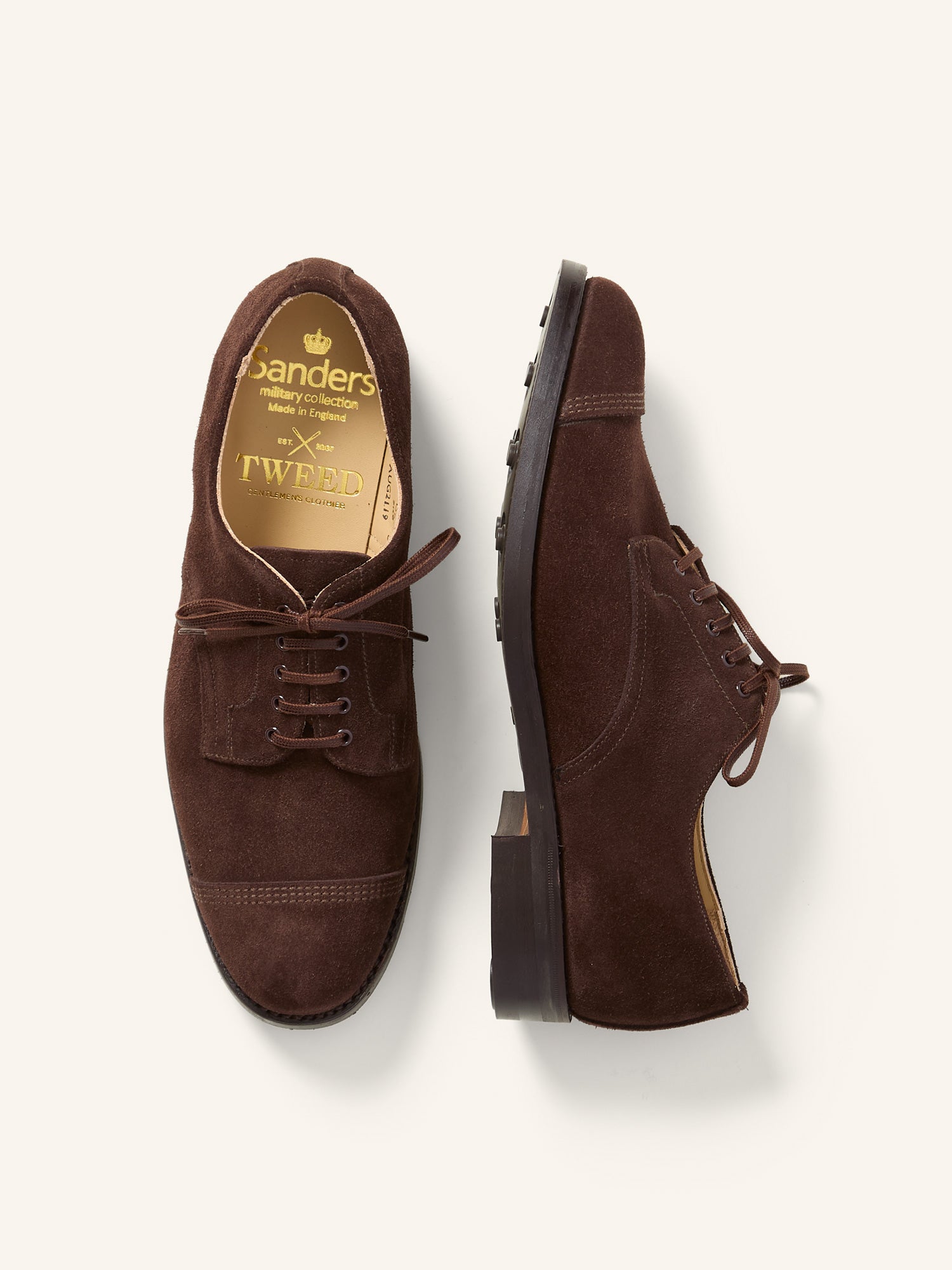 Sanders Military Gibson Shoes Mocha Reverse Calf