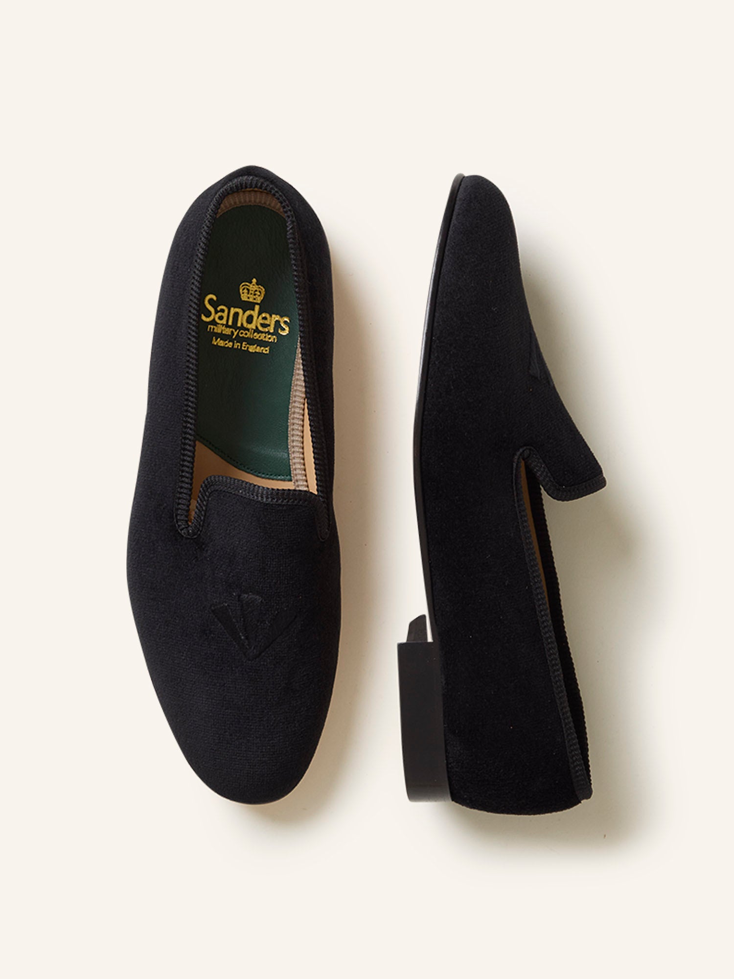 Sanders Military Collection Broad Arrow Velvet Slipper Black