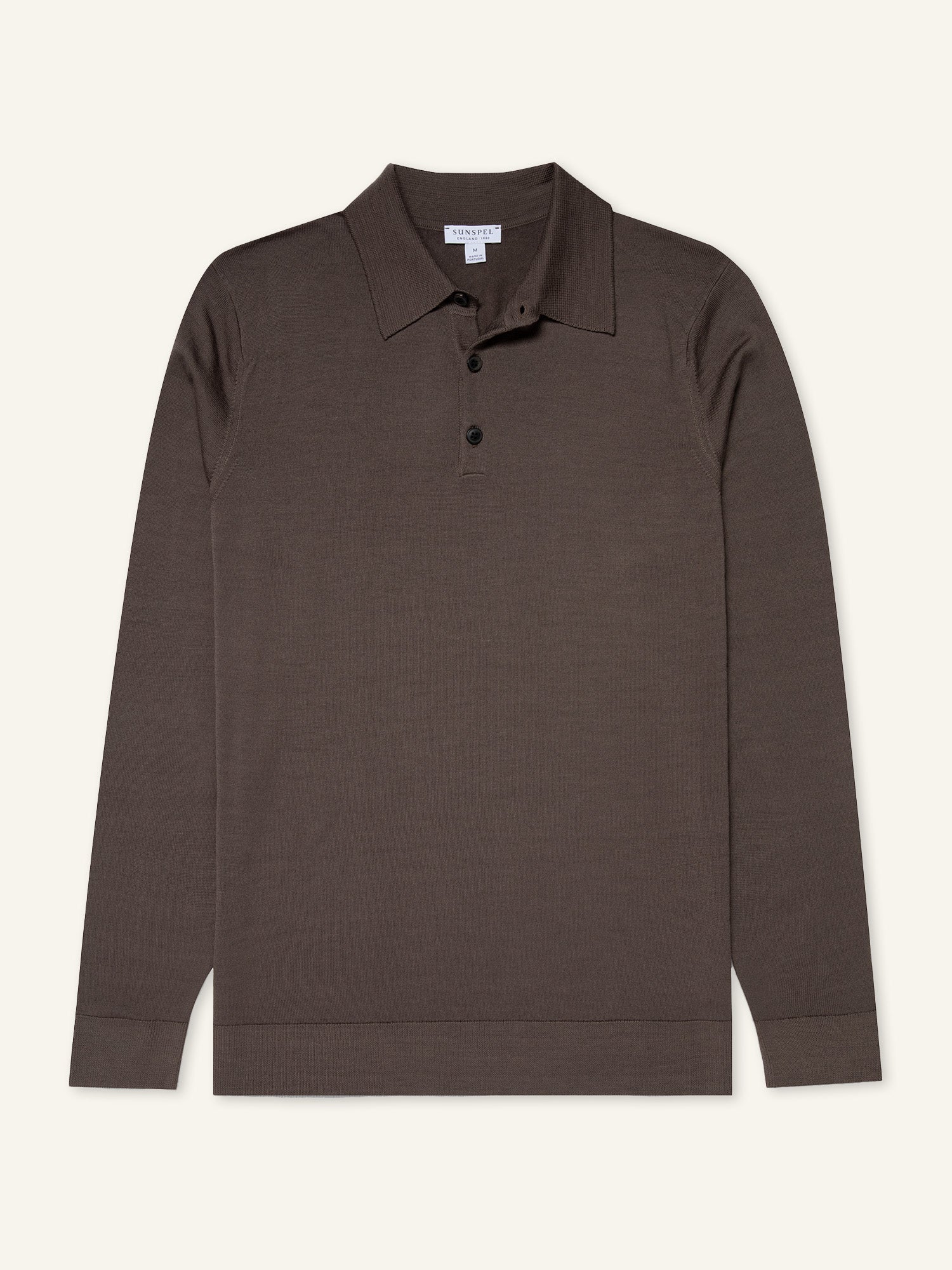 Sunspel Superfine Merino Polo Shirt Cedar